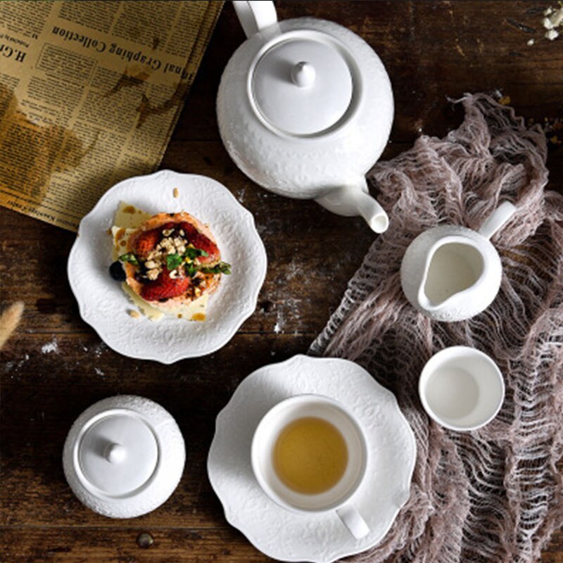 Ceramic Coffeeware Sets White Porcelain Tea Pot Co... – Grandado