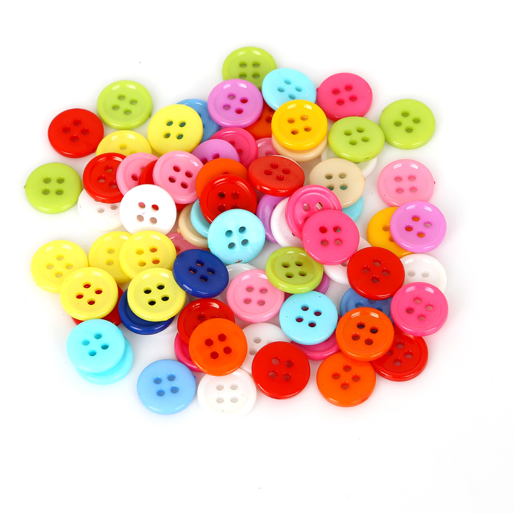 100pcs Mixed Color 4 Holes Round Resin Buttons Sew... – Vicedeal