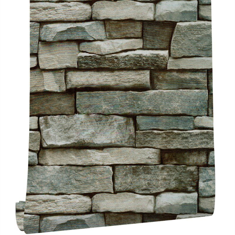 Waterproof PVC self-adhesive wallpaper retro stone... – Grandado