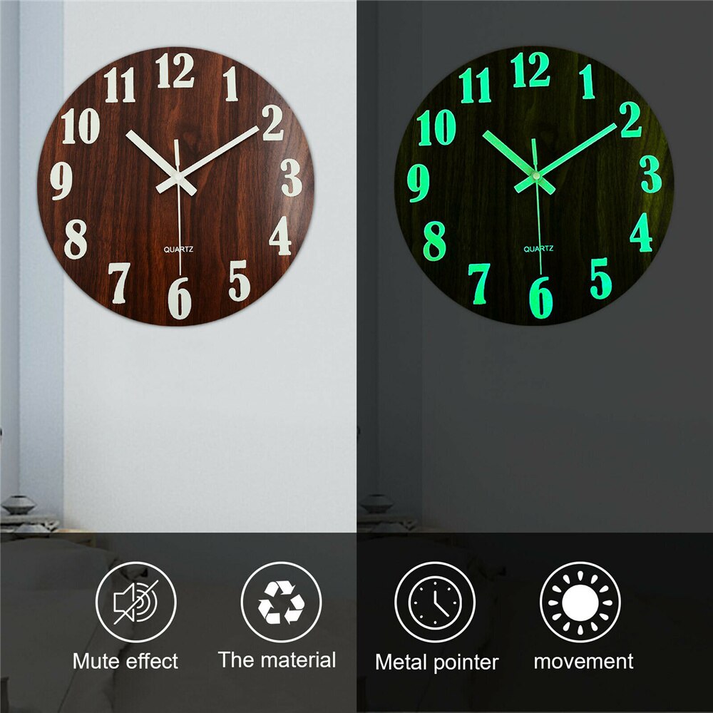 Luminous Wall Clock Large Watch Horloge 3d Diy Acr... – Grandado