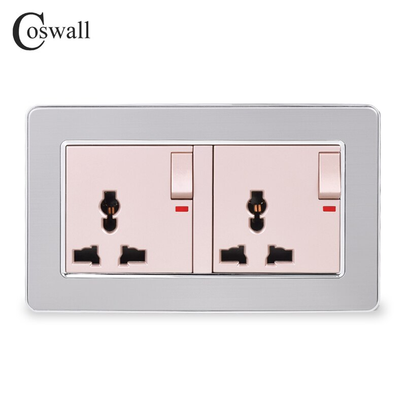 COSWALL Stainless Steel Panel 2 Gang 13A Universal... – Grandado