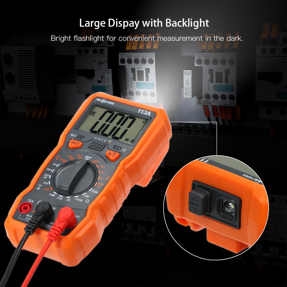 RM113A NCV Digital Multimeter 2000 Counts HFE AC/D... – Vicedeal