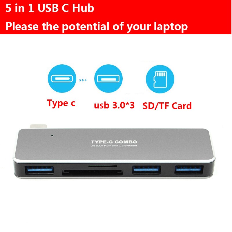USB C HUB Type C Thunderbolt 3 Dock 5 in 1 USB-C A... – Grandado