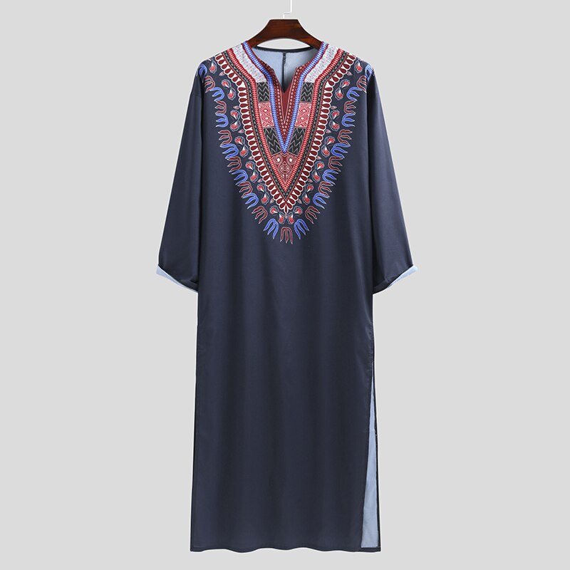 Men Long Sleeve V Neck Muslim Robes INCERUN Ethnic... – Vicedeal