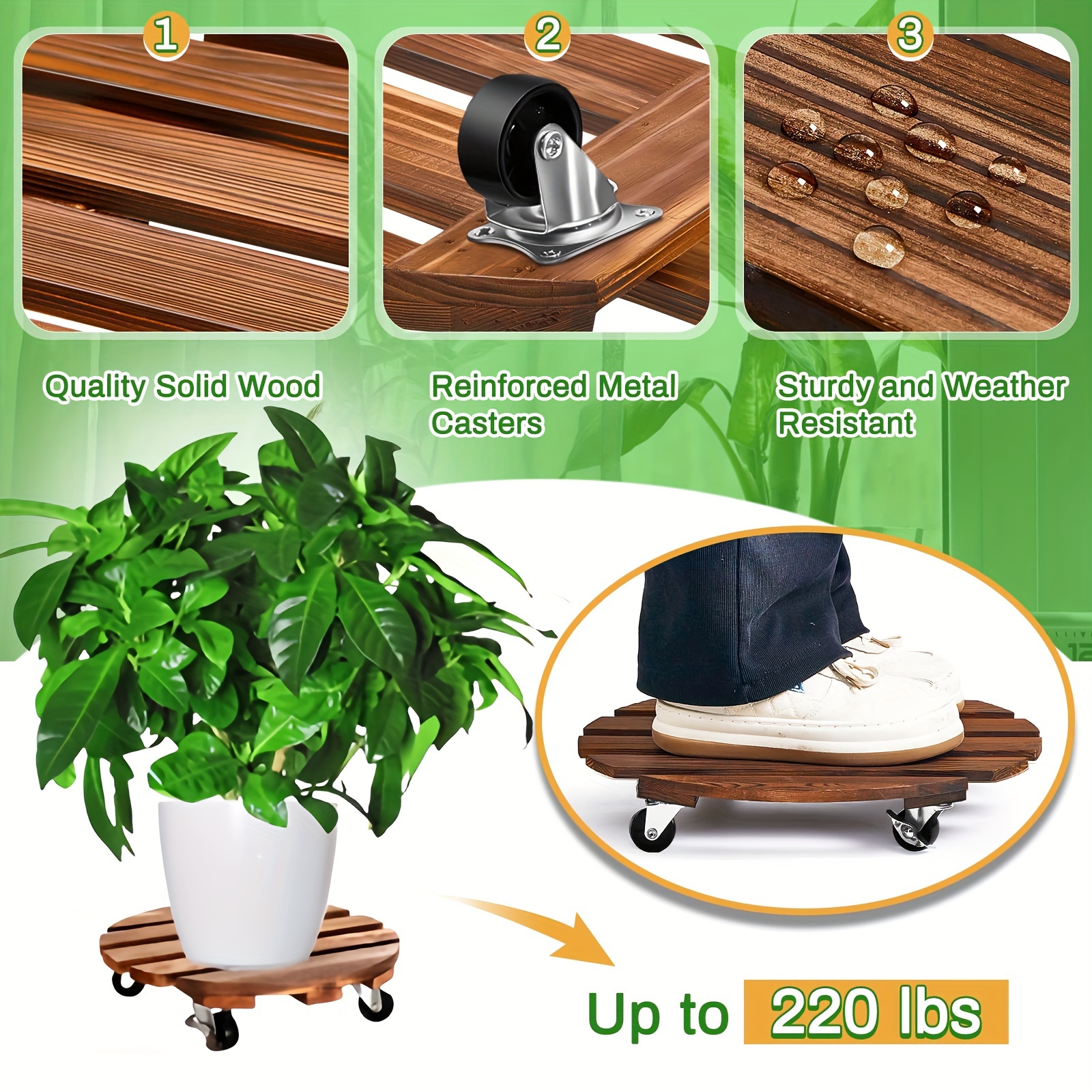 Plant Cart with Wheels, Heavy-duty Plant Rack, Rou... – Grandado