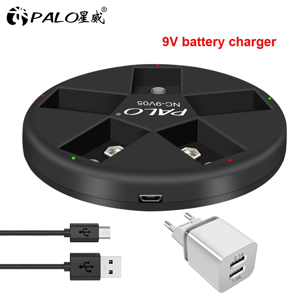PALO dual slot 6F22 9V battery charger usb charger... – Grandado