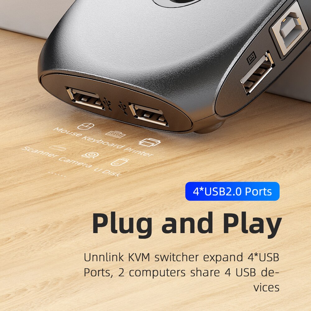 UNNLINK Displayport KVM Switch 4 Port 4K USB 2.0 K... – Grandado