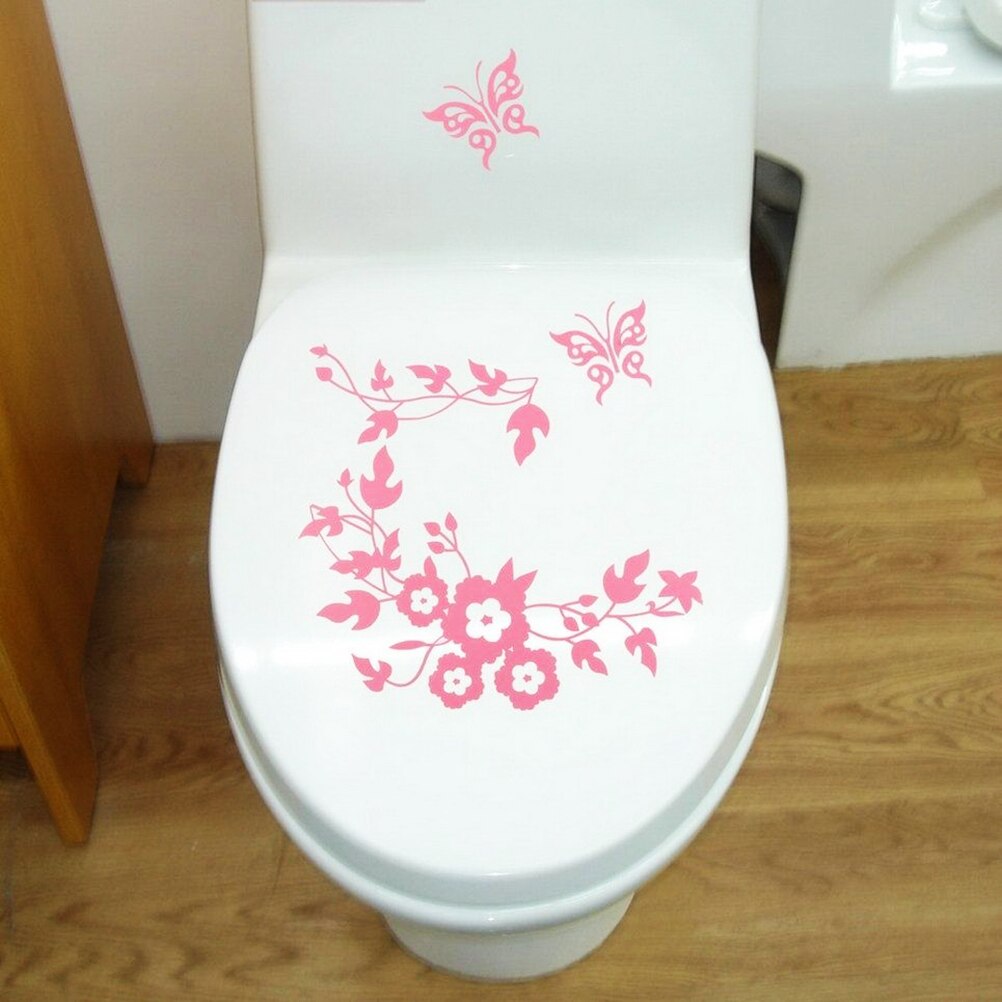 PVC Removable Toilet Lid Sticker Butterfly&Flower ... – Vicedeal