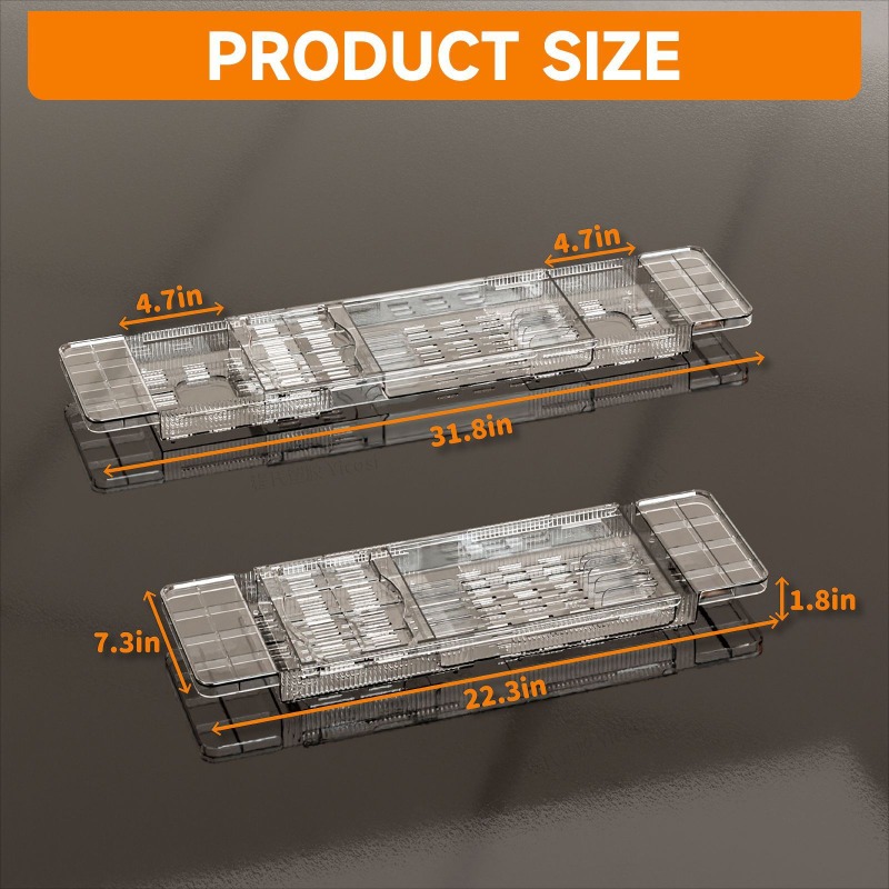 Bathtub Tray Acrylic Shelf Retractable Storage Rac... – Grandado
