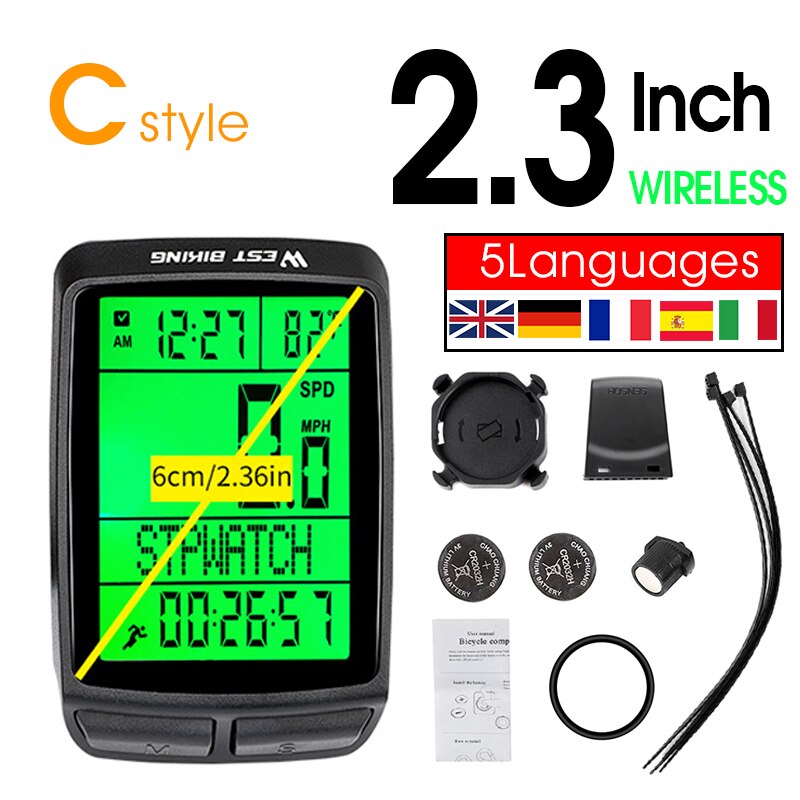 WEST BIKING Waterproof 5 Language Bicycle Computer... – Vicedeal