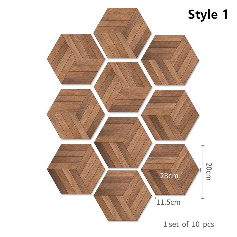 10 stuks Waterbestendig Hexagon Vorm Houtnerf Patr... – Grandado