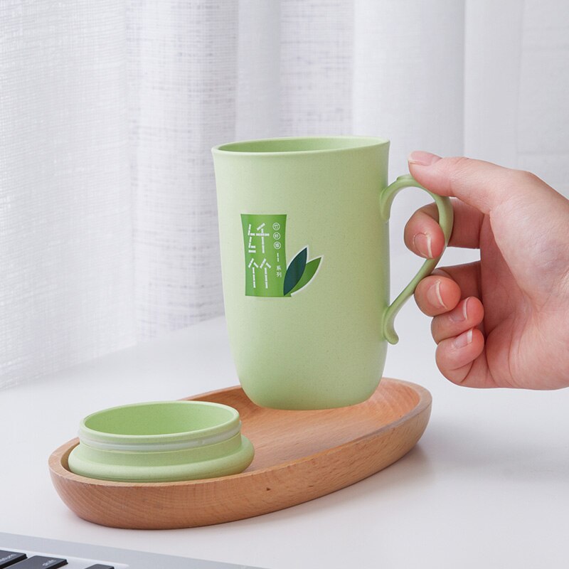 1pc Bamboo Fiber With Lid Milk Cup Large Capacity ... – Vicedeal
