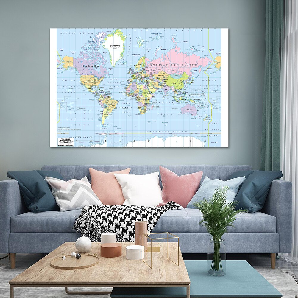 120*80cm The World Map Wall Art Poster Non-woven C... – Grandado