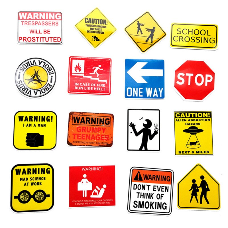 50 PCS Vinyl Car Sticker Warning Traffic Signs Spo... – Grandado
