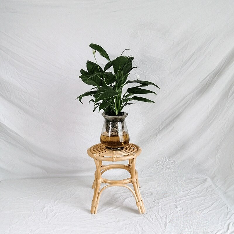 Nordic Gardening Rattan Flower Stand Wooden Balcon... – Grandado