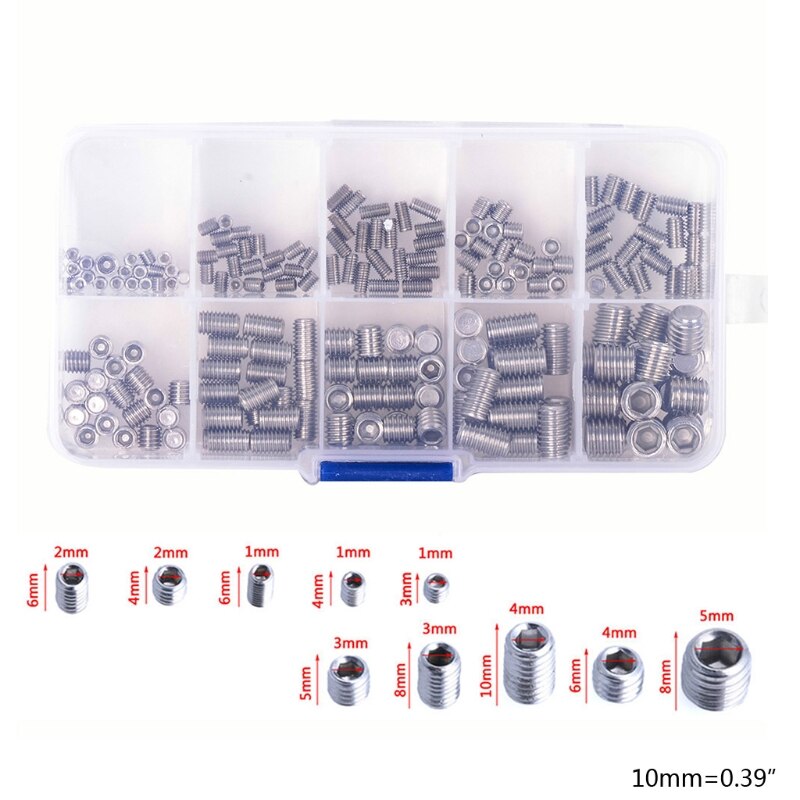 200pcs Stainless Steel Grub Screws Hex Socket Scre... – Grandado