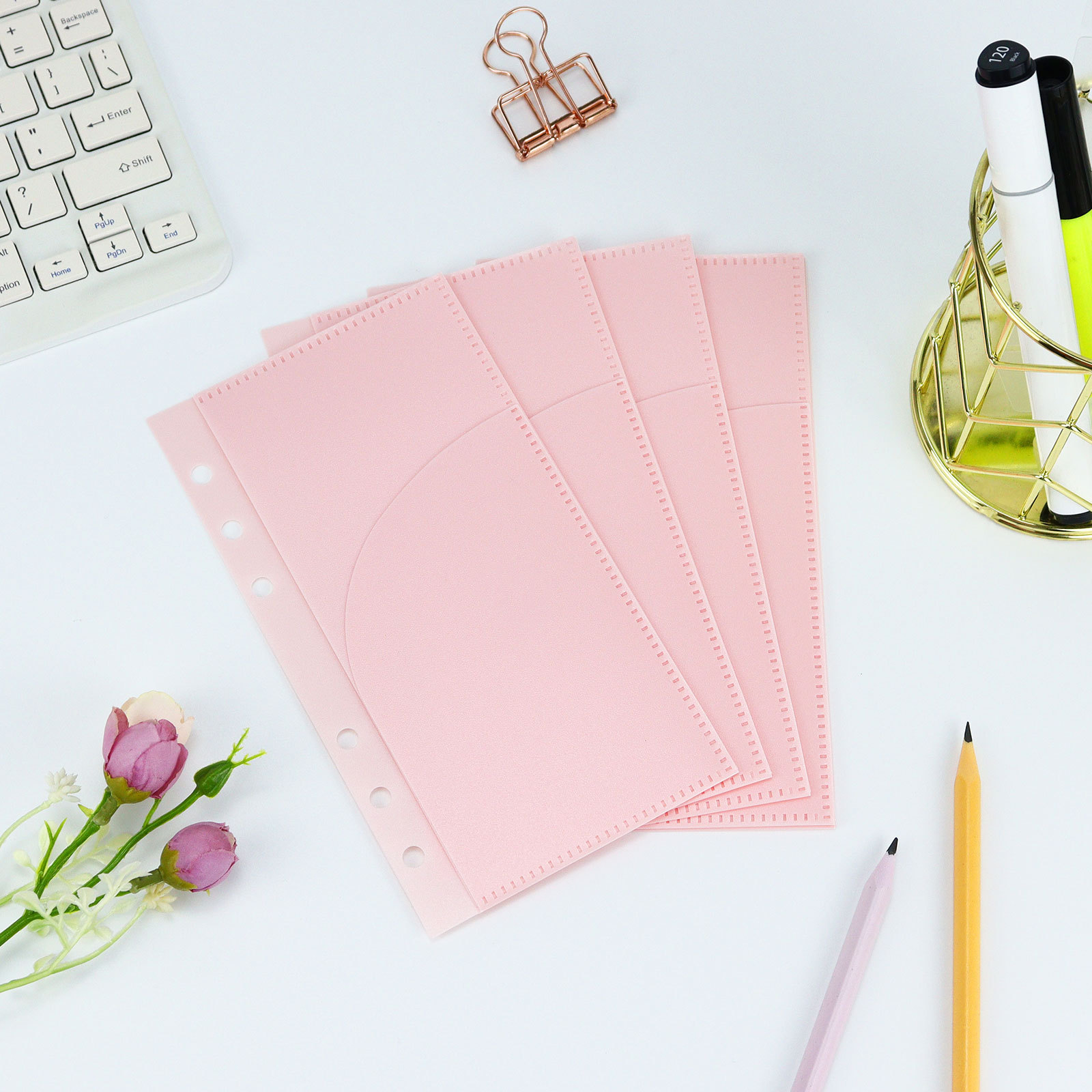 A6 5Pcs Colorful Binder Pockets Binder Zipper Fold... – Grandado