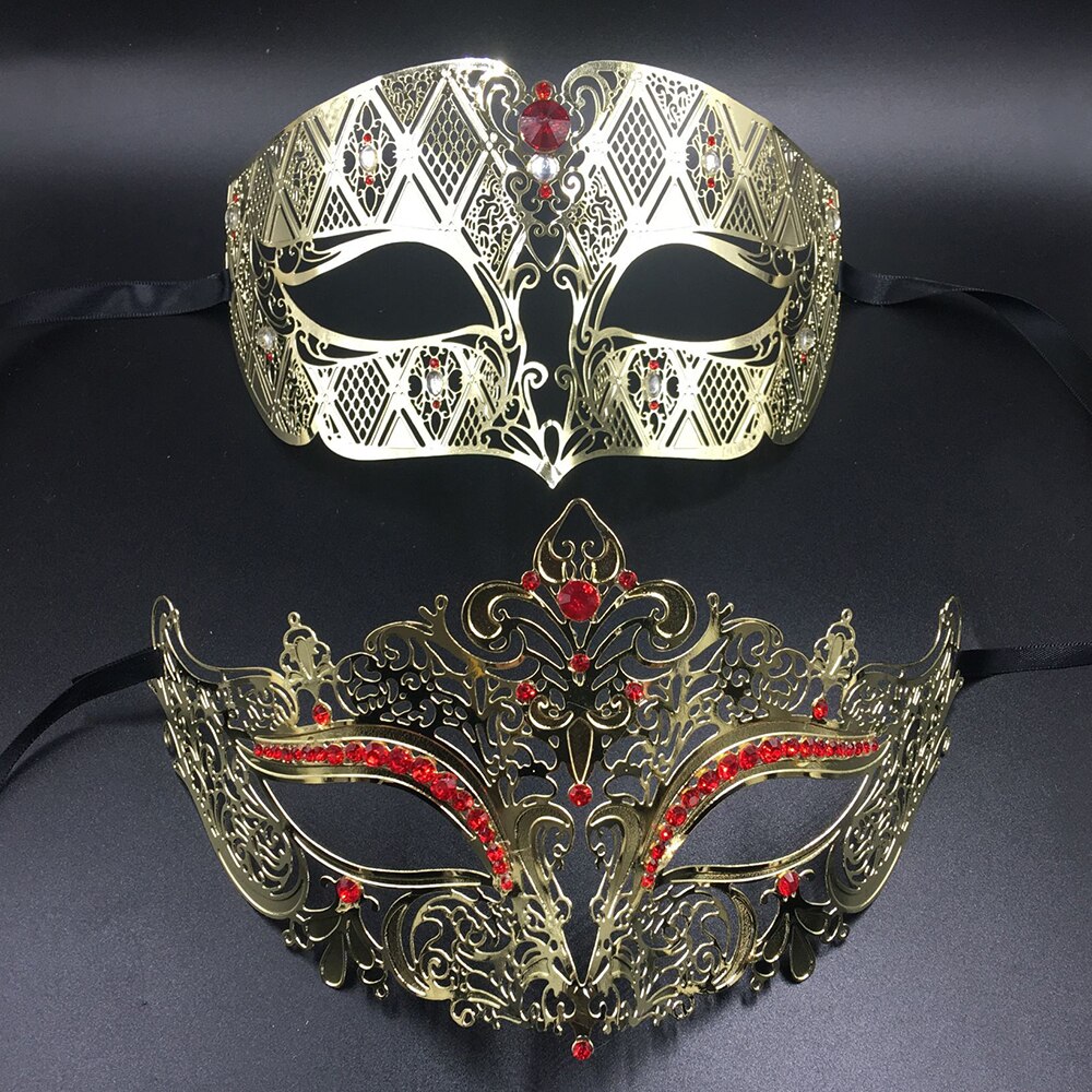 Couple Men Women Metal Filigree Masquerade Mask Ve... – Grandado