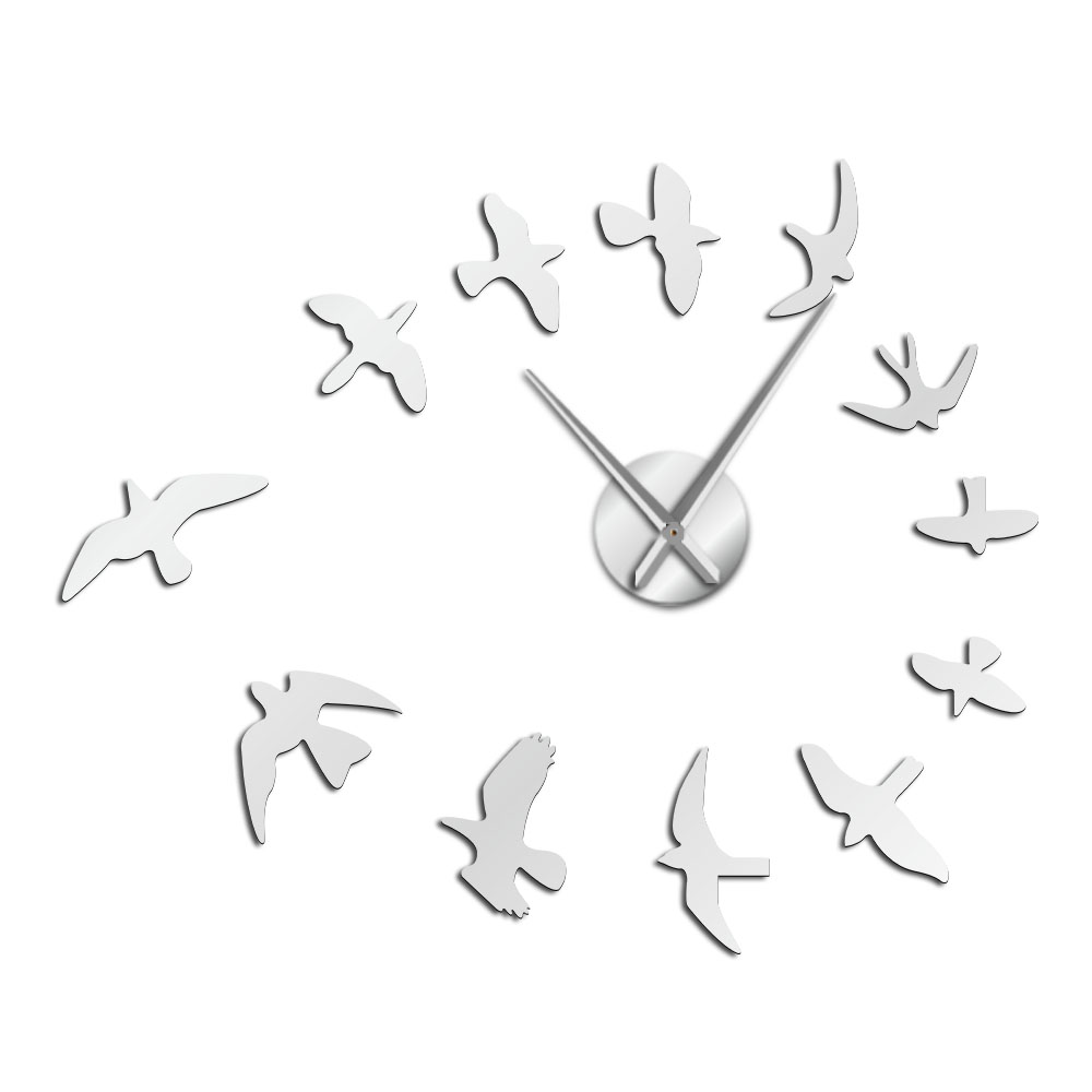 Decorative Mirror Wall Clock Flying Birds Wall Clo... – Grandado