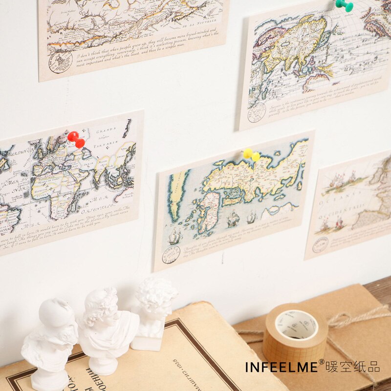 30 sheets /Box Travel Maps Paper Postcards Greetin... – Vicedeal