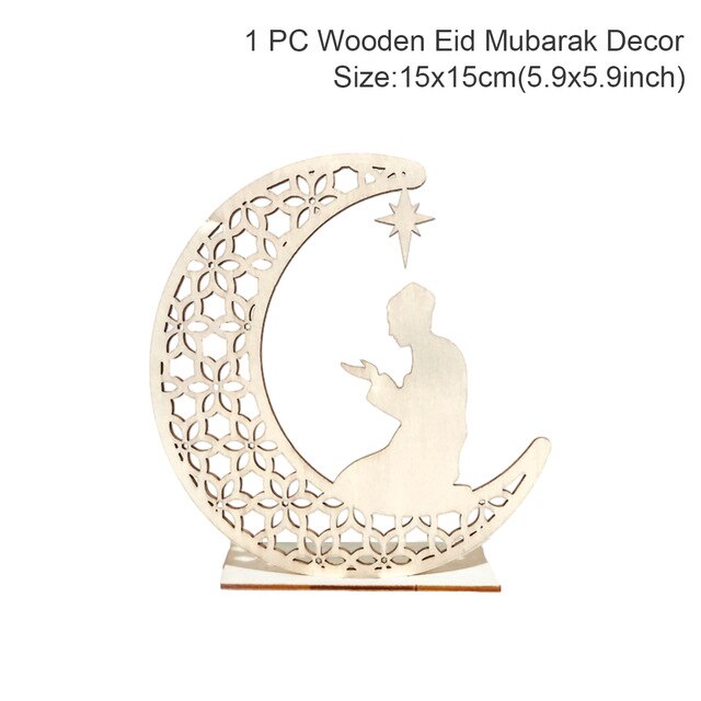 Moon Wooden Craft EID Mubarak Decor Ramadan Decora... – Grandado