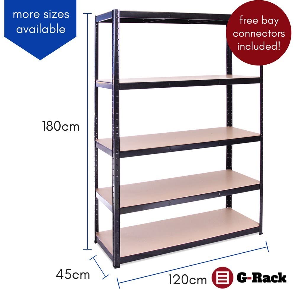 180cm x 120cm x 45cm | Heavy Duty Racking Shelves ... – Grandado