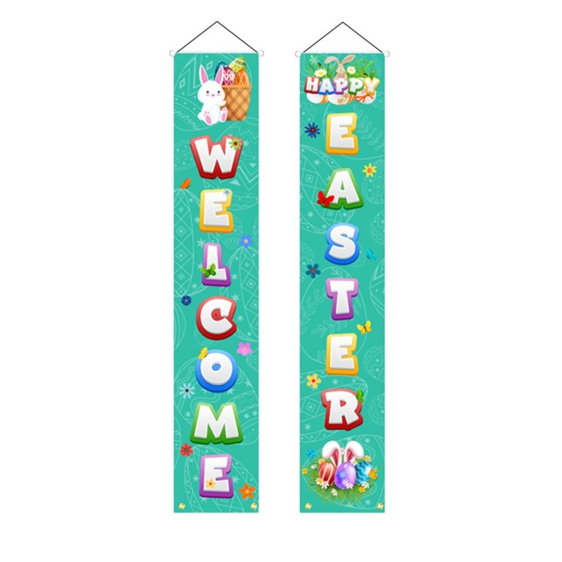 Welcome Happy Easter Front Door Vertical Sign Hang... – Grandado