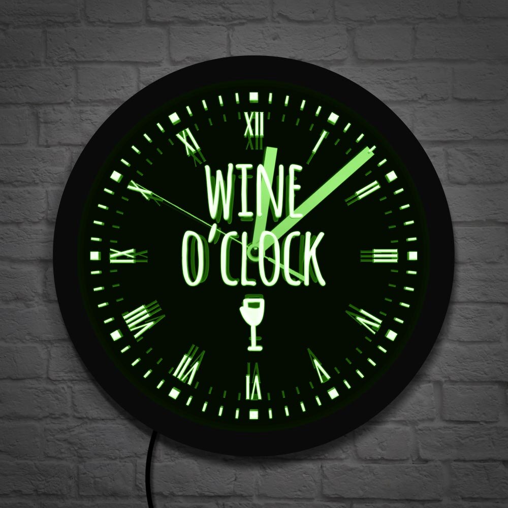 Wine o'Clock LED Neon Sign Modern Wall Clock W... – Vicedeal