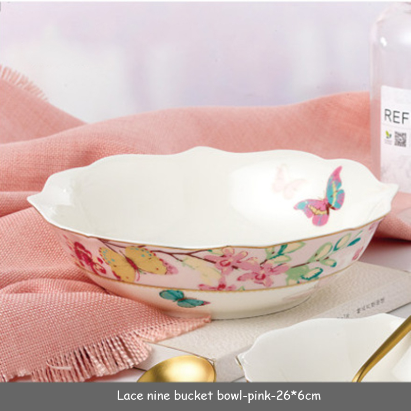 European Style Lace Dinner Plate Fruit Plate Ceram... – Grandado