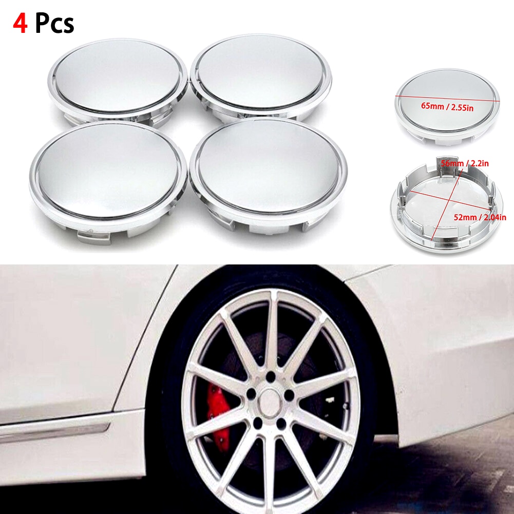 4pcs 56MM Silver Chrome ABS Plastic Flat Surface C... – Grandado