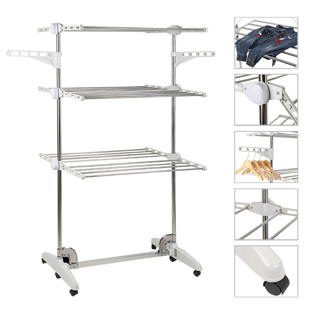 3-layer Laundry Drying Racks Clothes Hanger Multif... – Grandado