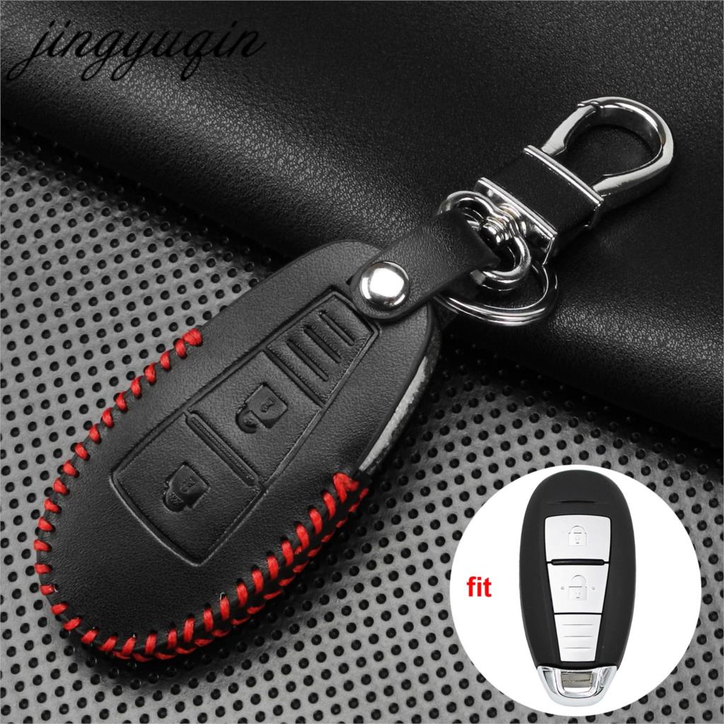 jingyuqin 2 Button Leather Car Remote Key Fob Cove... – Grandado