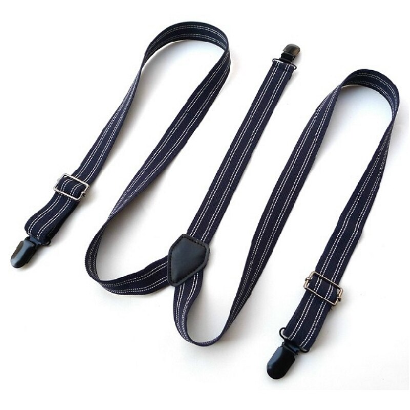 Mens Navy Striped Braces Unisex Casual Adjustable ... – Grandado