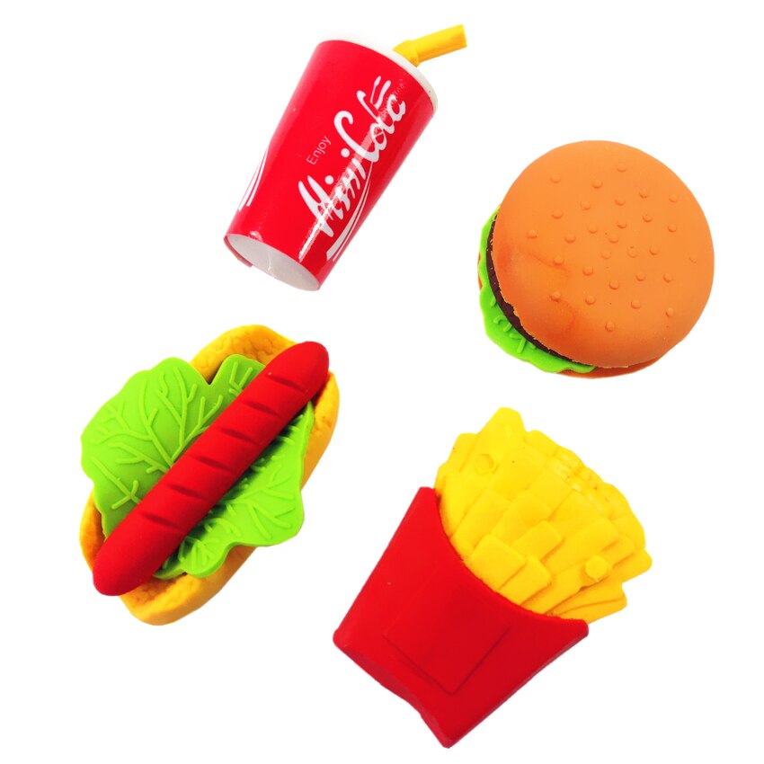 36pcs/lot Burger Dog Fries Eraser Office Kawaii St... – Grandado