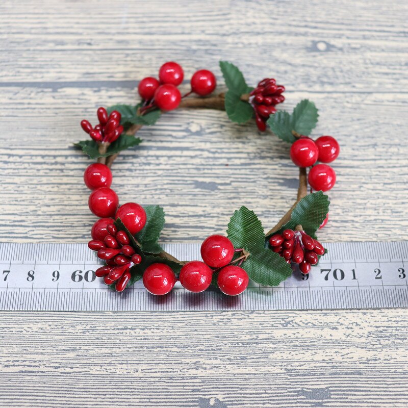 Harvest Red Berry Wreath With Green Leaves Artific... – Grandado