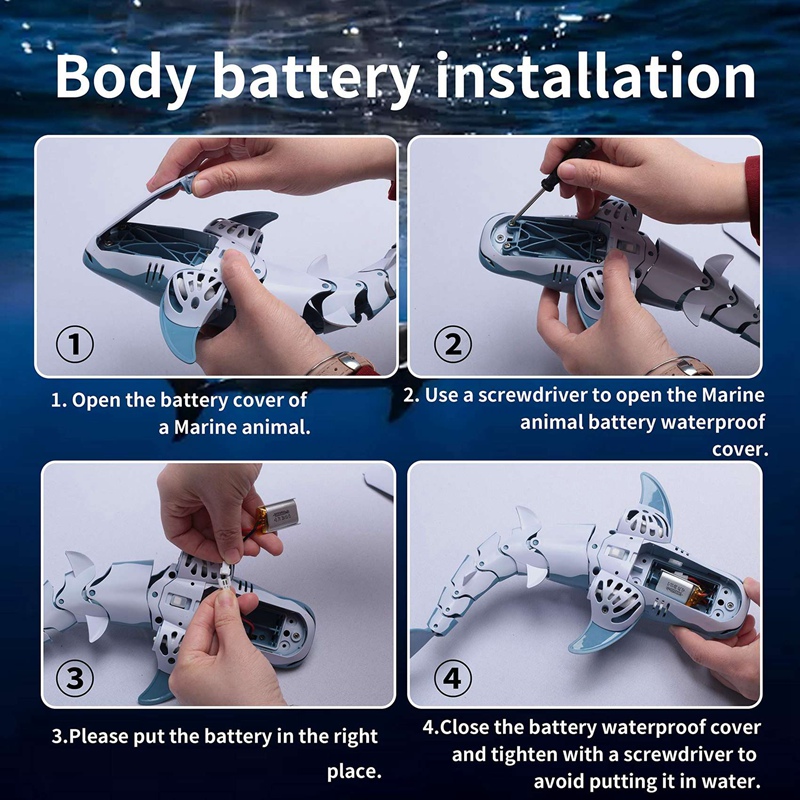 2.4G RC Simulation Shark Toys 4CH Waterproof Elect... – Grandado