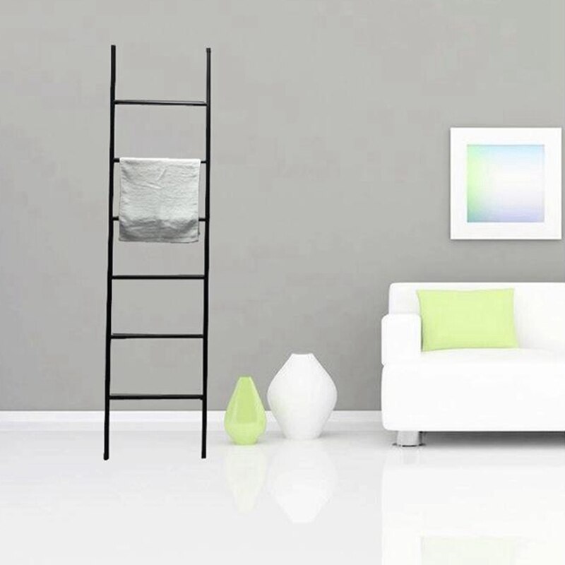Modern Rustic Decorative Metal Leaning Ladder Rack... – Grandado