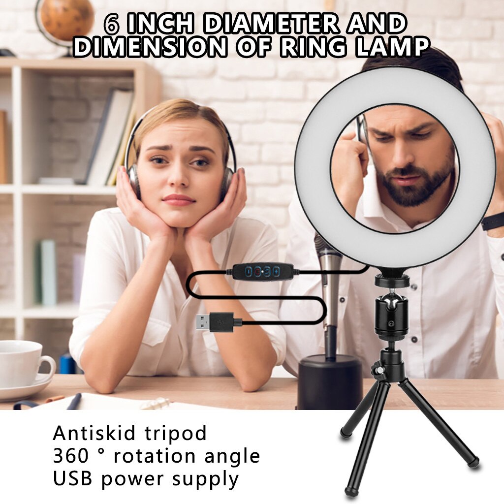 Photography Lamp Tripod With 6 inch LED Ring Light... – Grandado