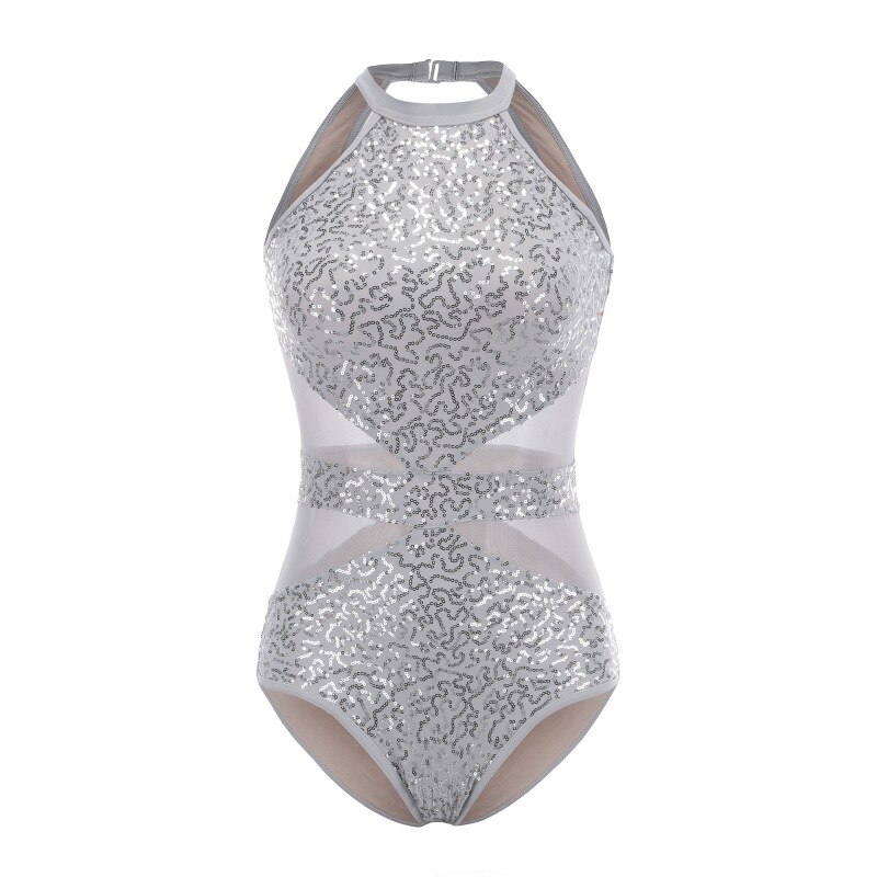 Sequins Dance Mesh Splice Body Suit for Dance Ball... – Vicedeal