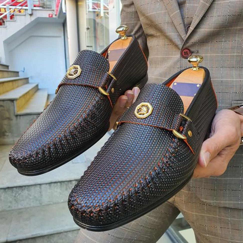 Men Pu Leather Shoes Casual Shoes Dress Shoes Brog... – Grandado
