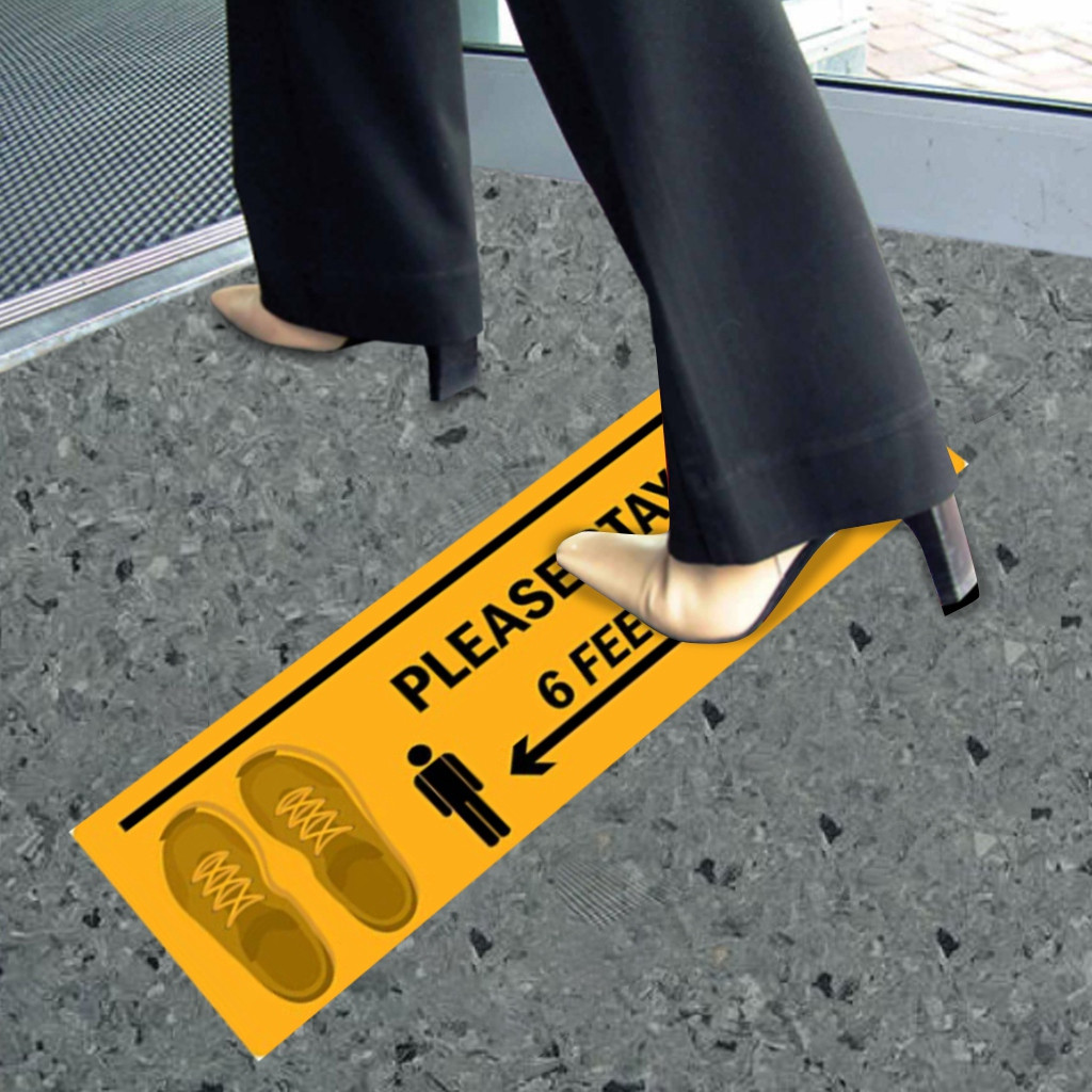 10x30cm Isolated label Please stay safe 6 feet apa... – Vicedeal