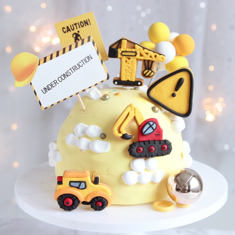 Soft Engineering Car Cake Toppers 1st Boy Birthday... – Grandado