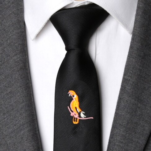 Men Tie Black Animal Embroidered Ties for Men Slim... – Vicedeal