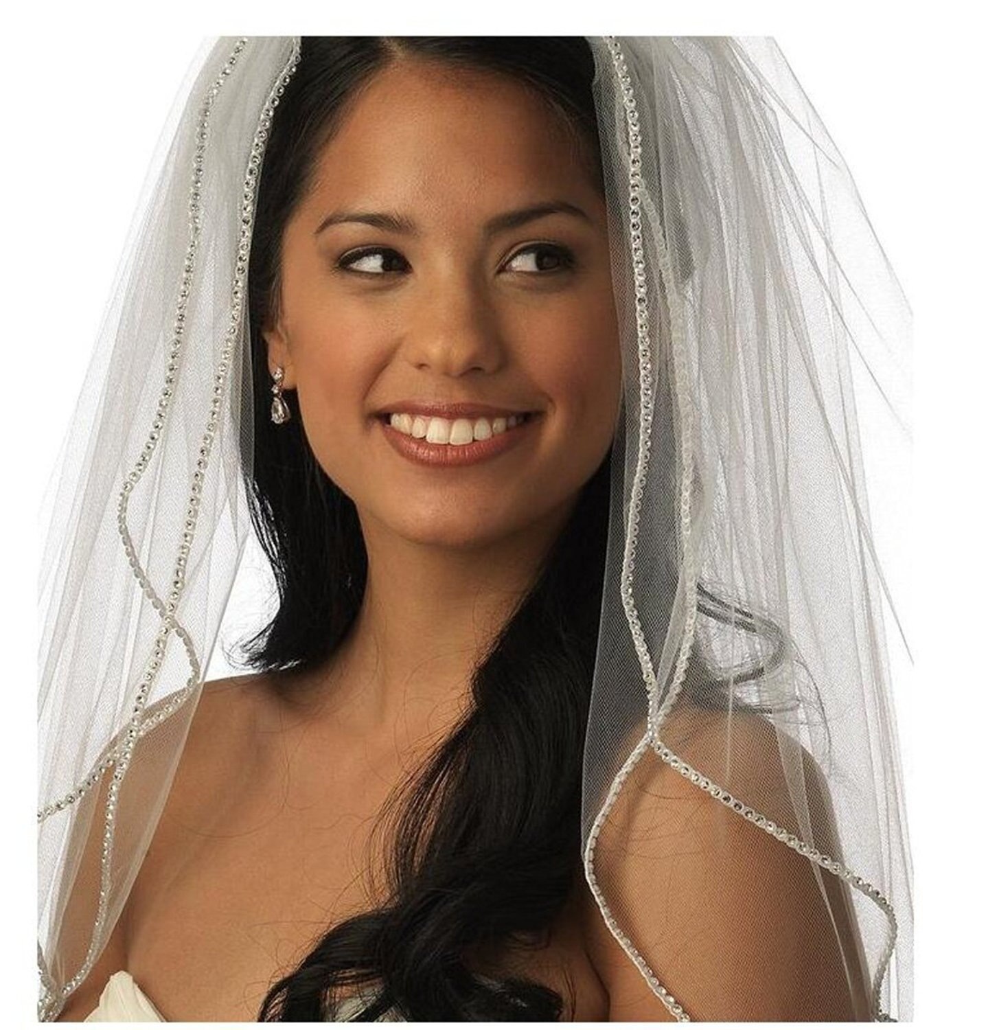 2 T 2 Tier Strass Wedding Veil Korte Bridal Veils ... – Grandado