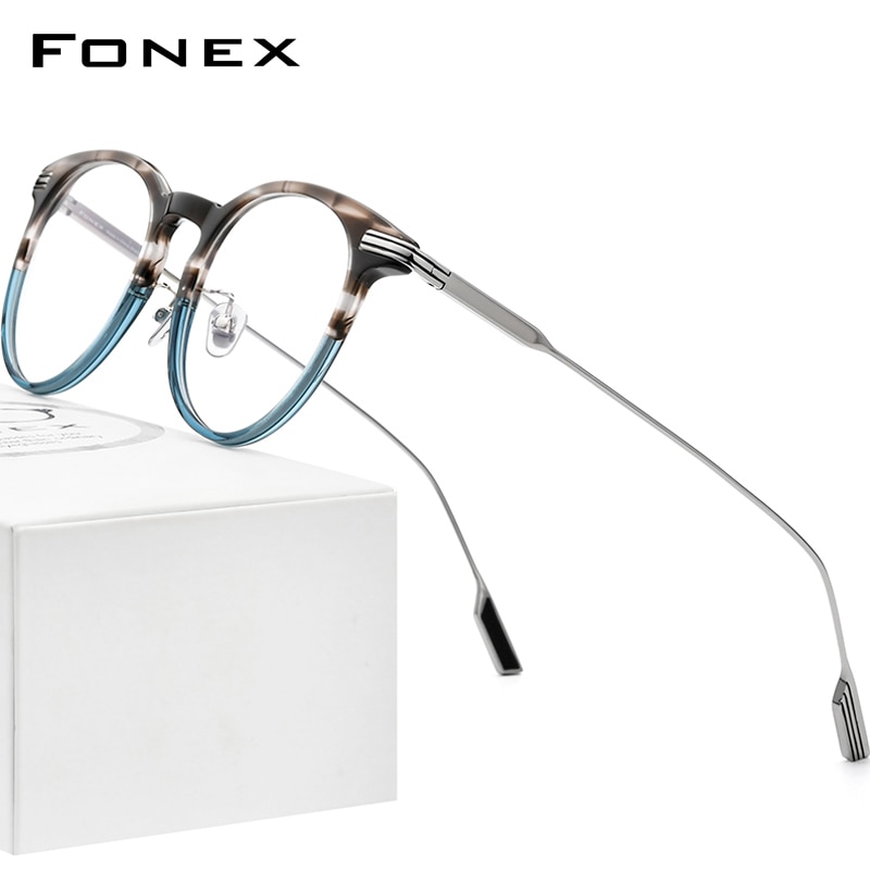 FONEX Acetate Titanium Glasses Frame Men 2022 Vint... – Grandado