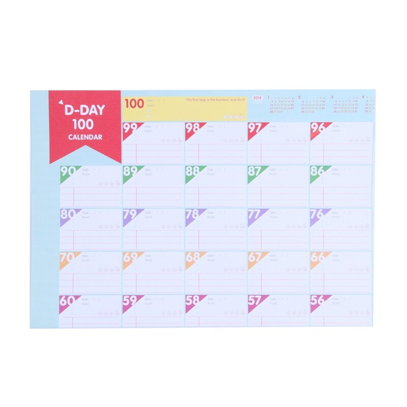 3 Sheets Plan Paper 100 Days Countdown Schedule Wa... – Vicedeal