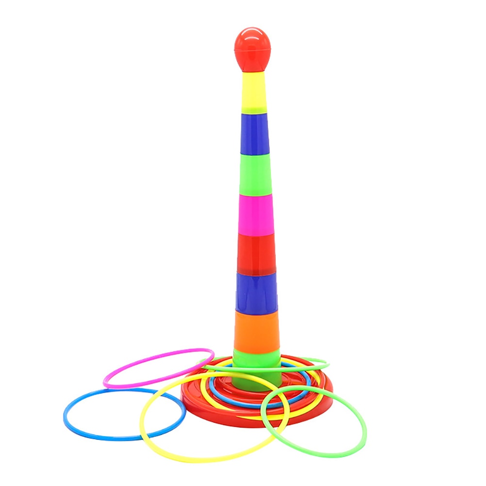 Rainbow Color Plastic Tower Stacking Toss Ring Gam... – Grandado