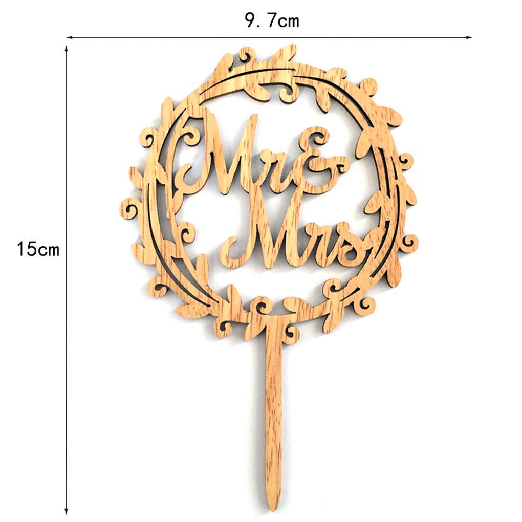 Houten Ronde Garland Mr Mrs Wedding Cakes Topper W... – Grandado