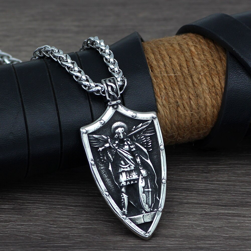 ST.MICHAEL ARCHANGEL CROSS SHIELD PRAYER MEDAL Amu... – Grandado