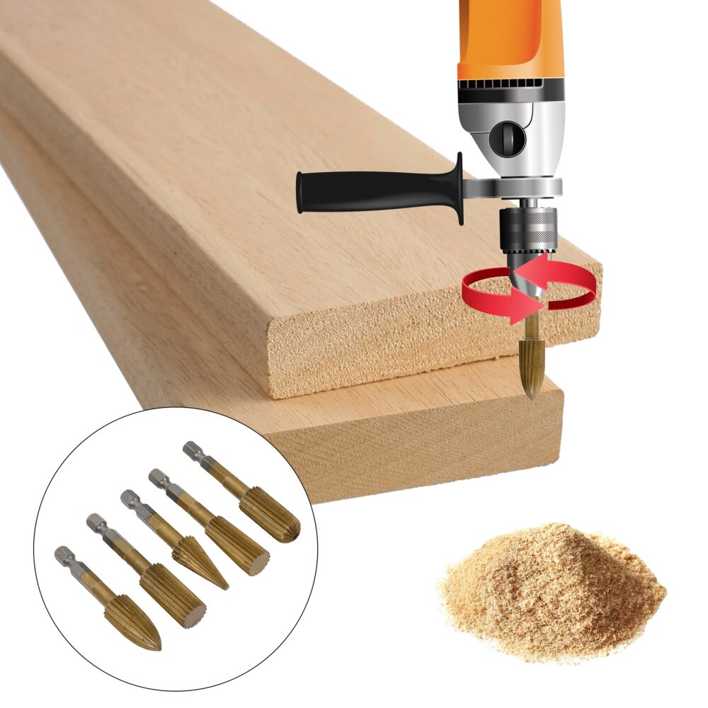 5pcs/set Rotary Burr Rotary Bit Burrs Set for Wood... – Grandado